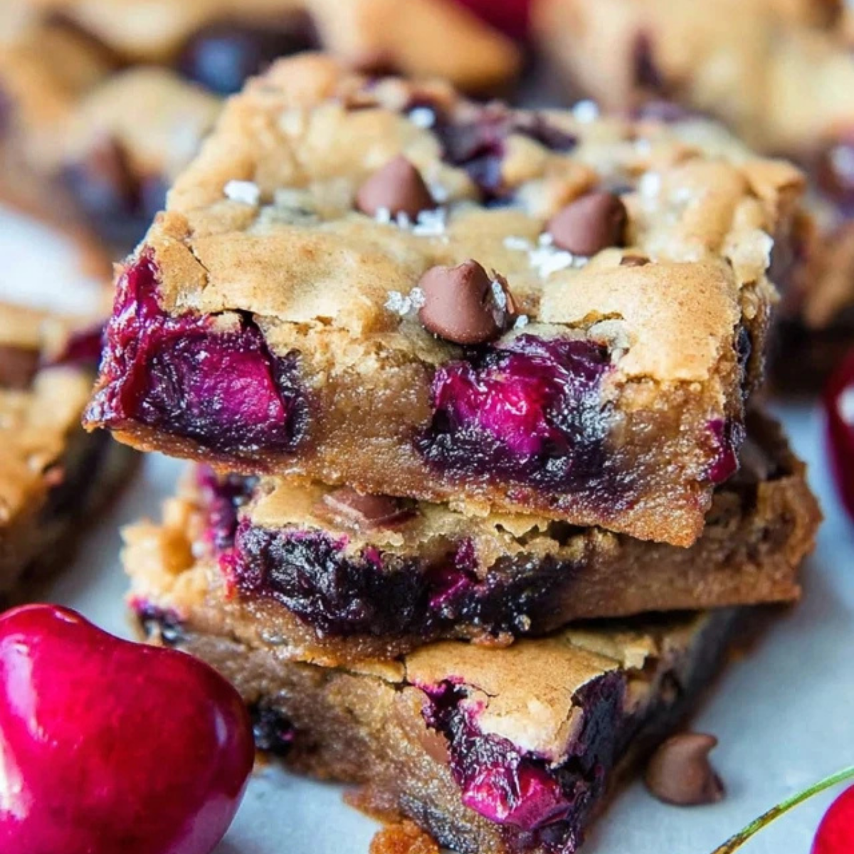 Chocolate Chip Cherry Bars with Brown Sugar - Quite Chefy